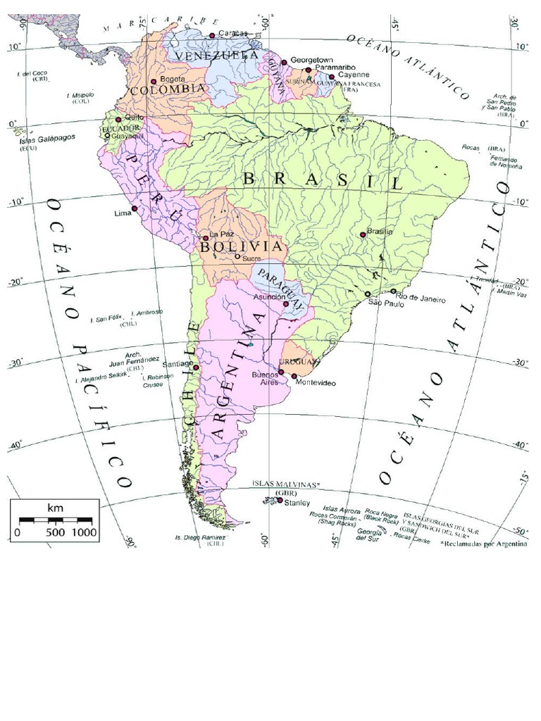 Mapa Politico de Sudamerica y Sus Fronteras | PDF