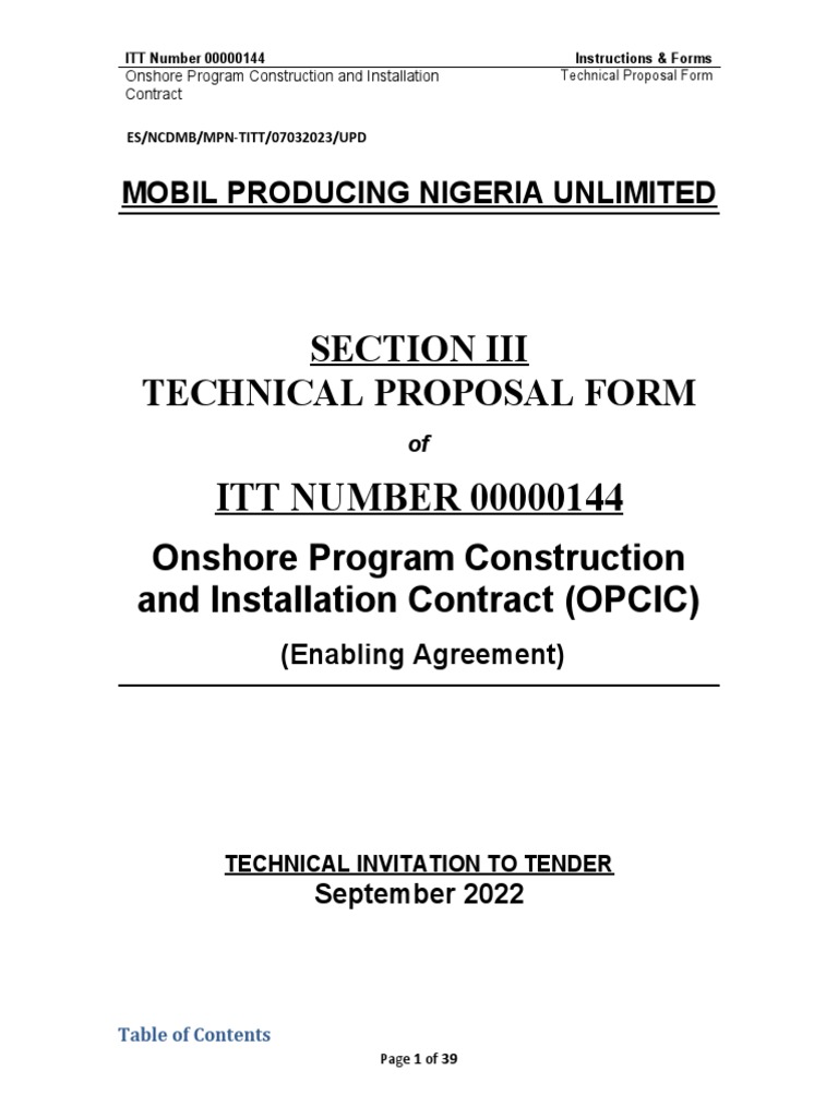 Section Iii Technical Proposal Form: ITT NUMBER 00000144 | PDF | Verification And Validation ...