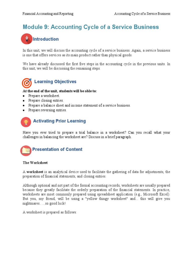Accounting Cycle of A Service Business | Download Free PDF | Debits And ...