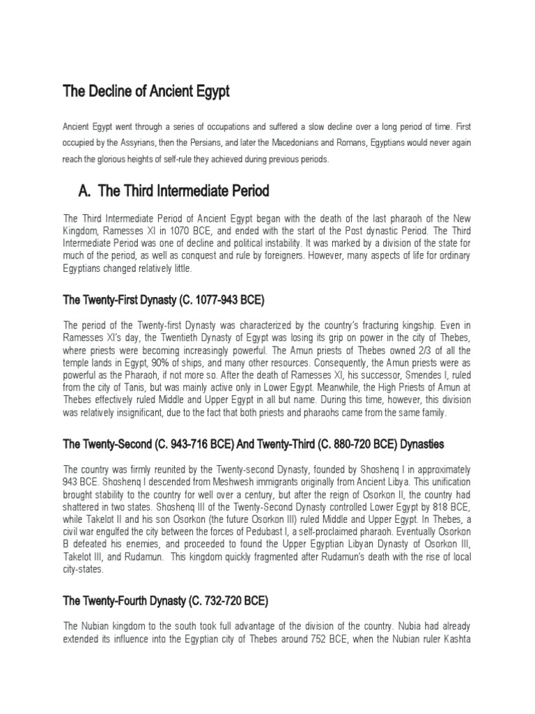 The Decline of Ancient Egypt: The Twenty-First Dynasty (C. 1077-943 BCE ...