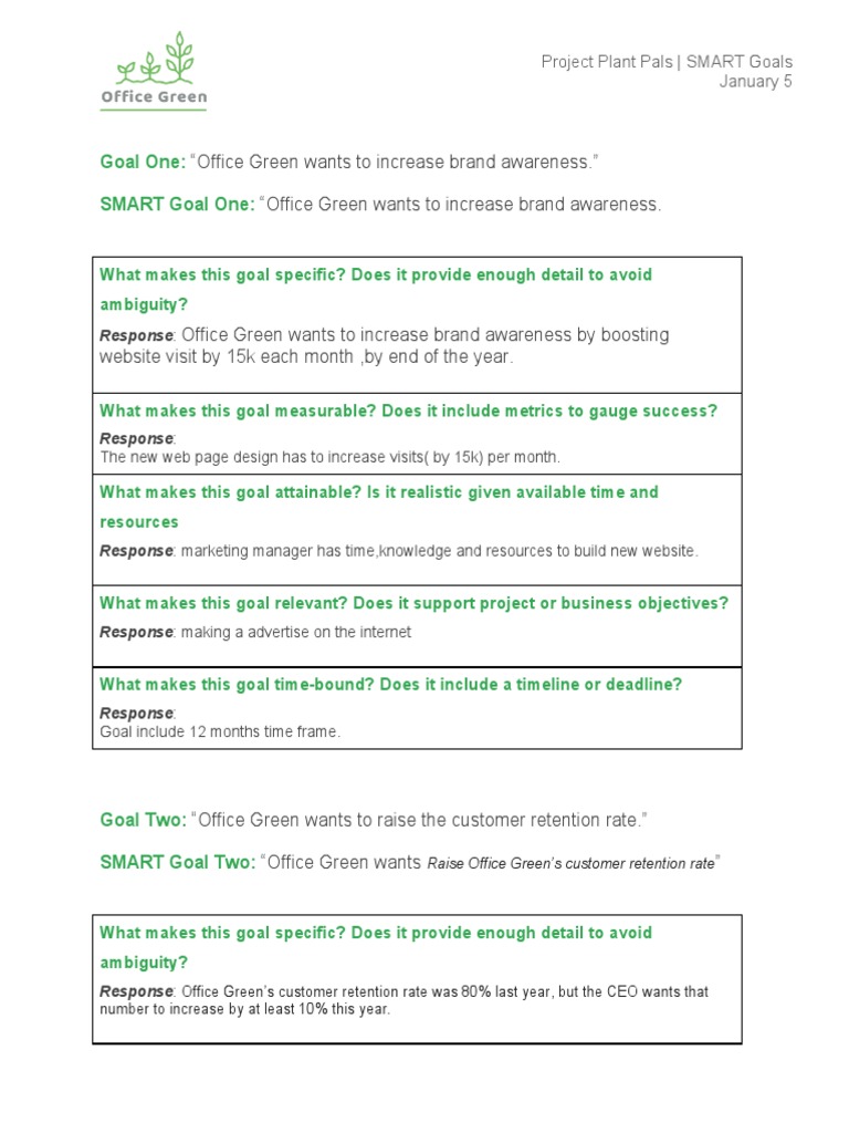 Activity Template - SMART Goals | PDF