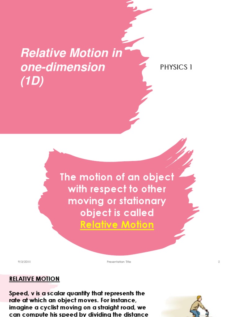Relative-Motion-in-one-dimension-1D-and-2D | PDF | Velocity | Speed