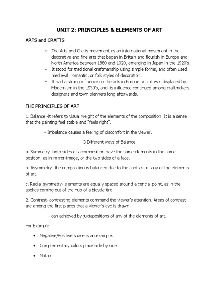 Unit 2: Principles & Elements of Art: Arts and Crafts | PDF | Color ...