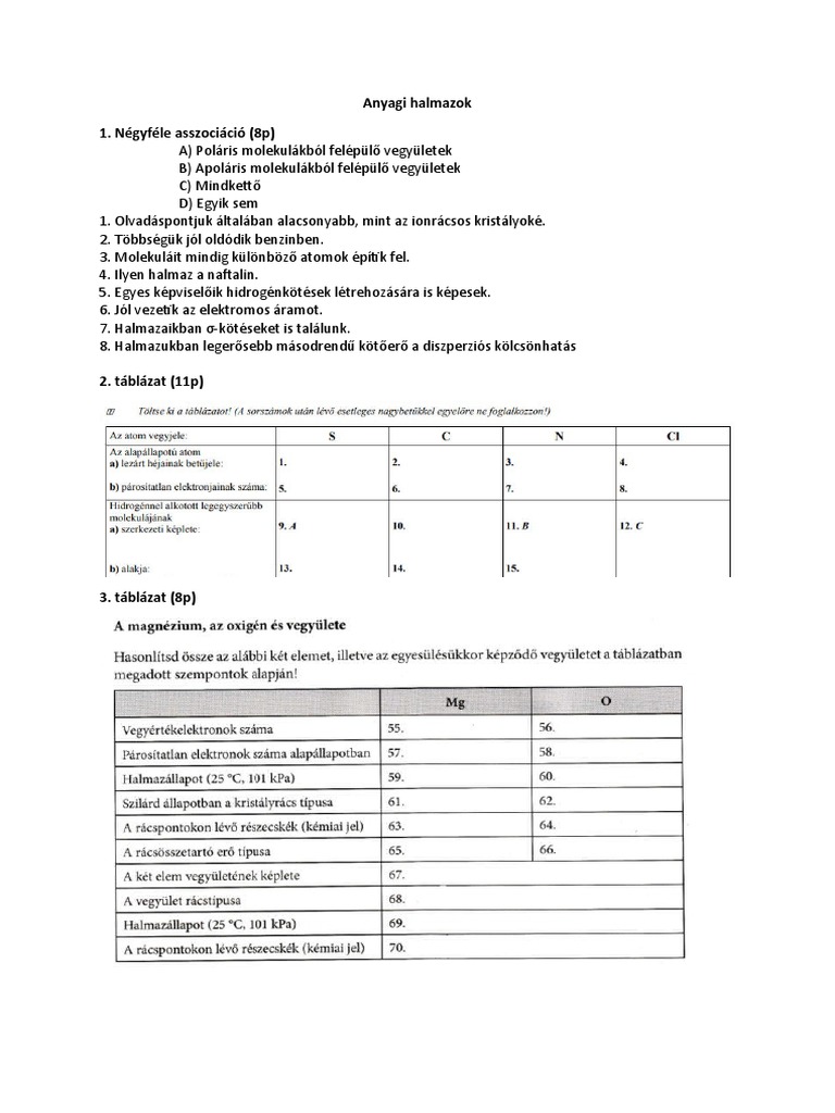 Dolgozat Anyagi Halmazok | PDF