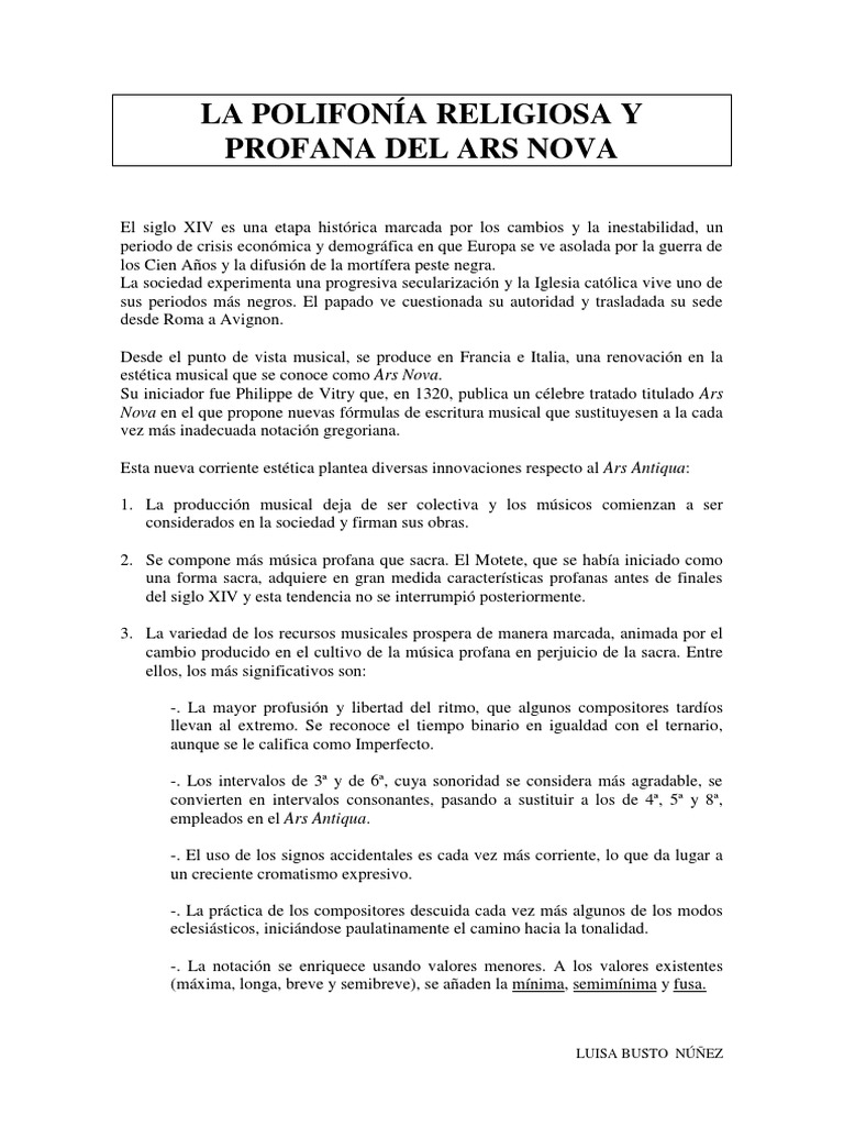 La Polifonía Religiosa y Profana Del Ars Nova | PDF | Canciones ...