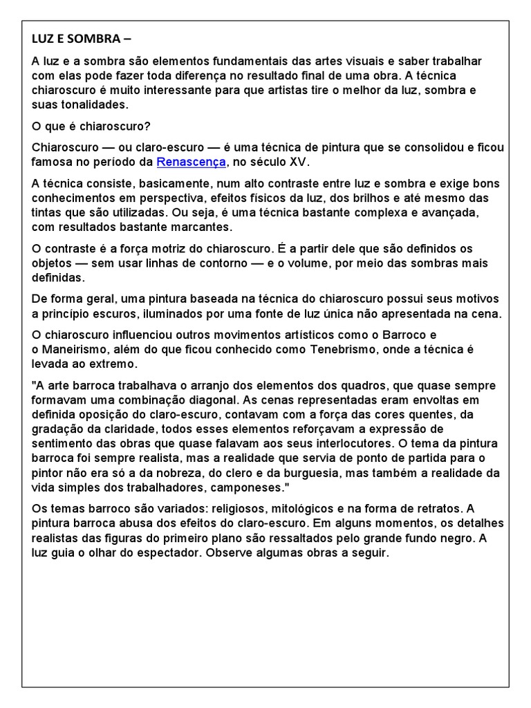 LUZ E SOMBRA Barroca 23 | PDF | Barroco | Desenho