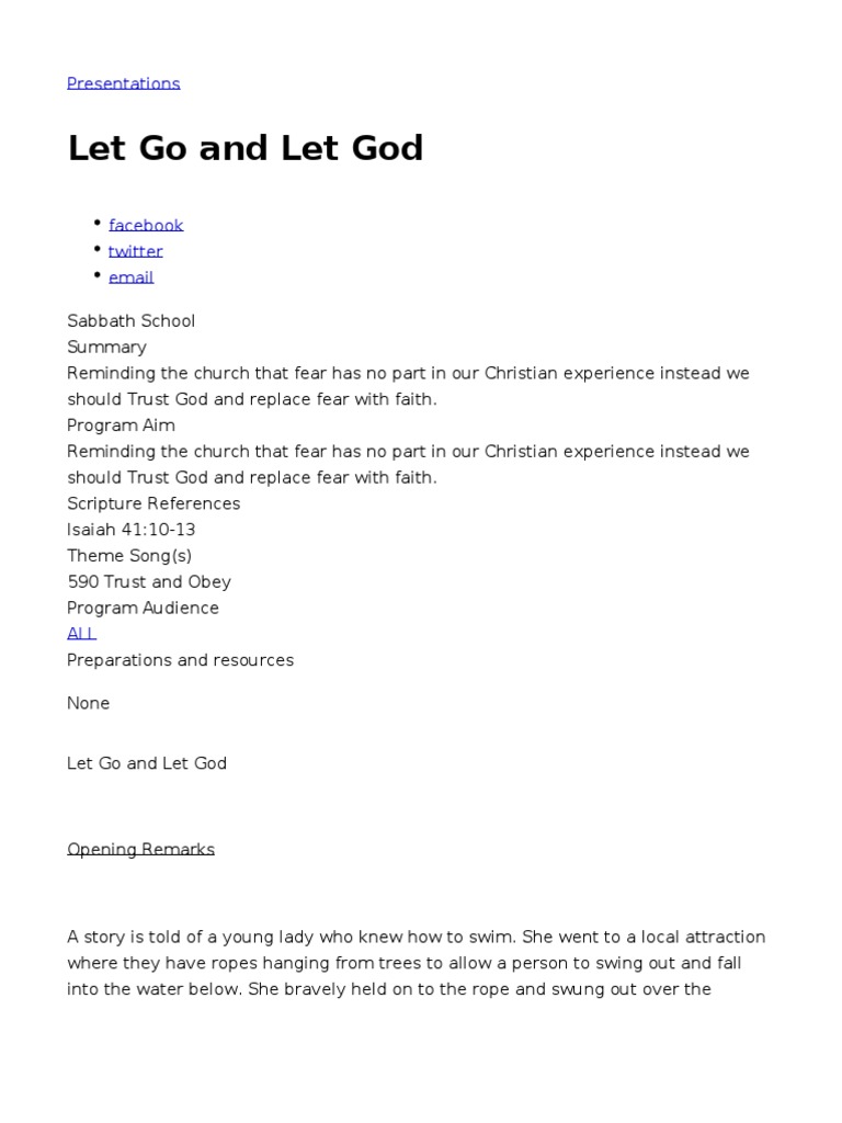 Let Go and Let God | PDF | Fruit Of The Holy Spirit