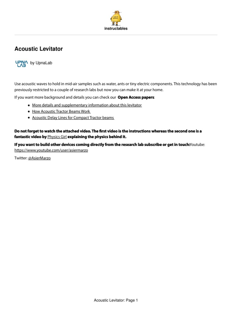 Acoustic Levitator Download Free Pdf Arduino Manufactured Goods