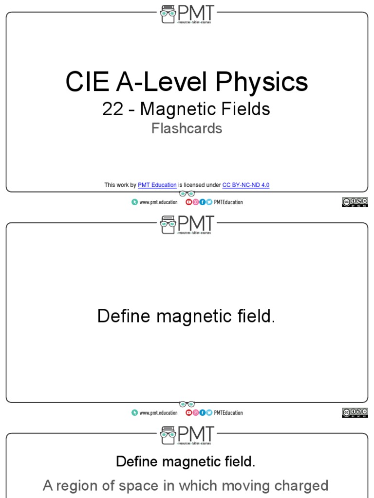 Flashcards - 22 Magnetic Fields - CIE A-Level Physics | PDF Flashcards - 22 Magnetic Fields - CIE A-Level Physics | PDF