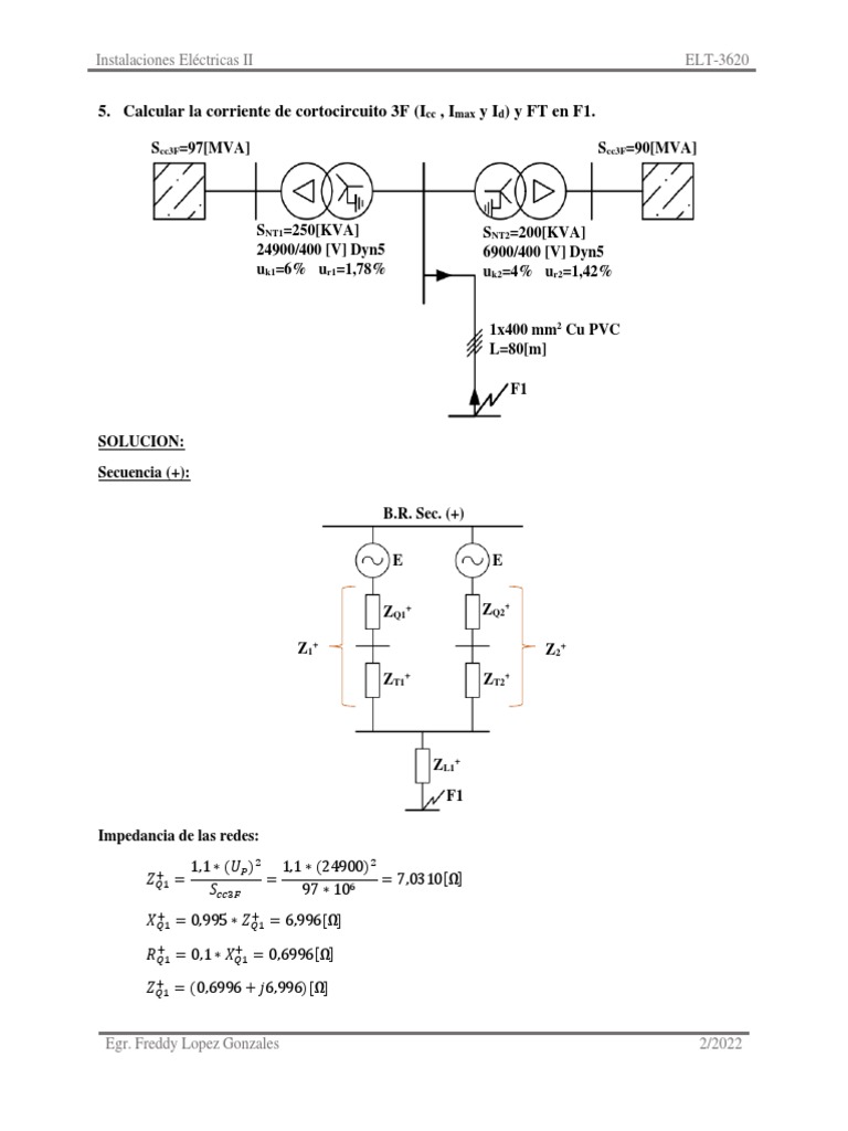 Calcular La Corriente de Cortocircuito 3F (I, I Yi) y FT en F1 | PDF ...