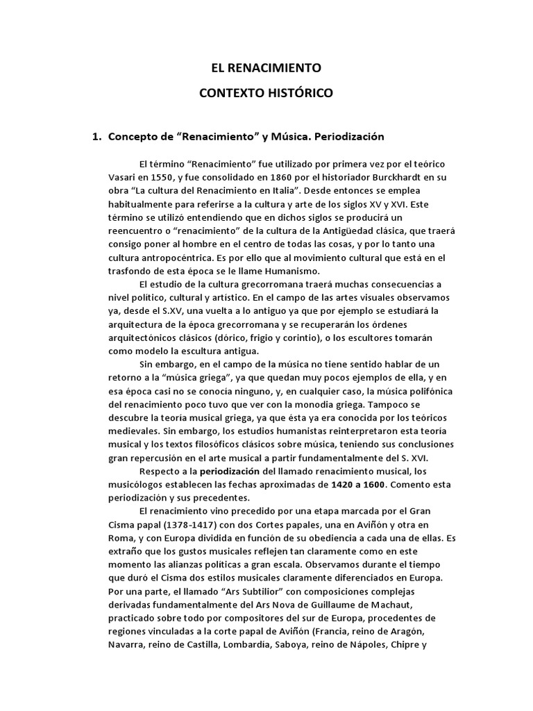 Contexto Histórico Del Renacimiento | PDF | Renacimiento | Iglesia Católica
