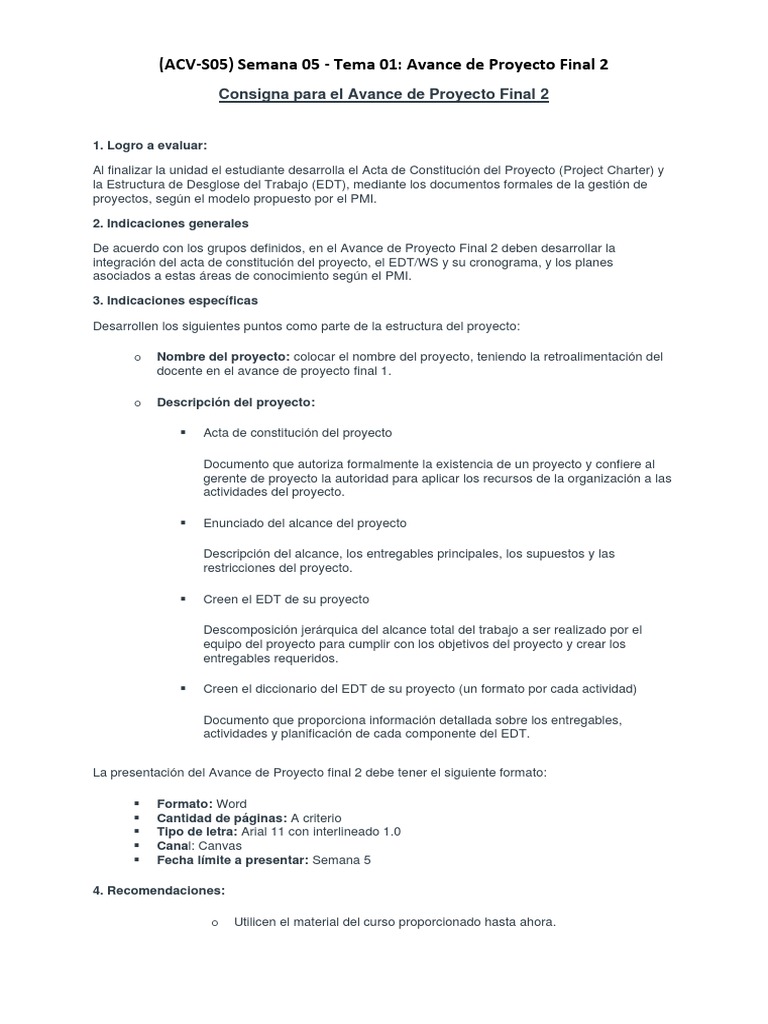 (ACV-S05) Semana 05 - Tema 01: Avance de Proyecto Final 2 | PDF