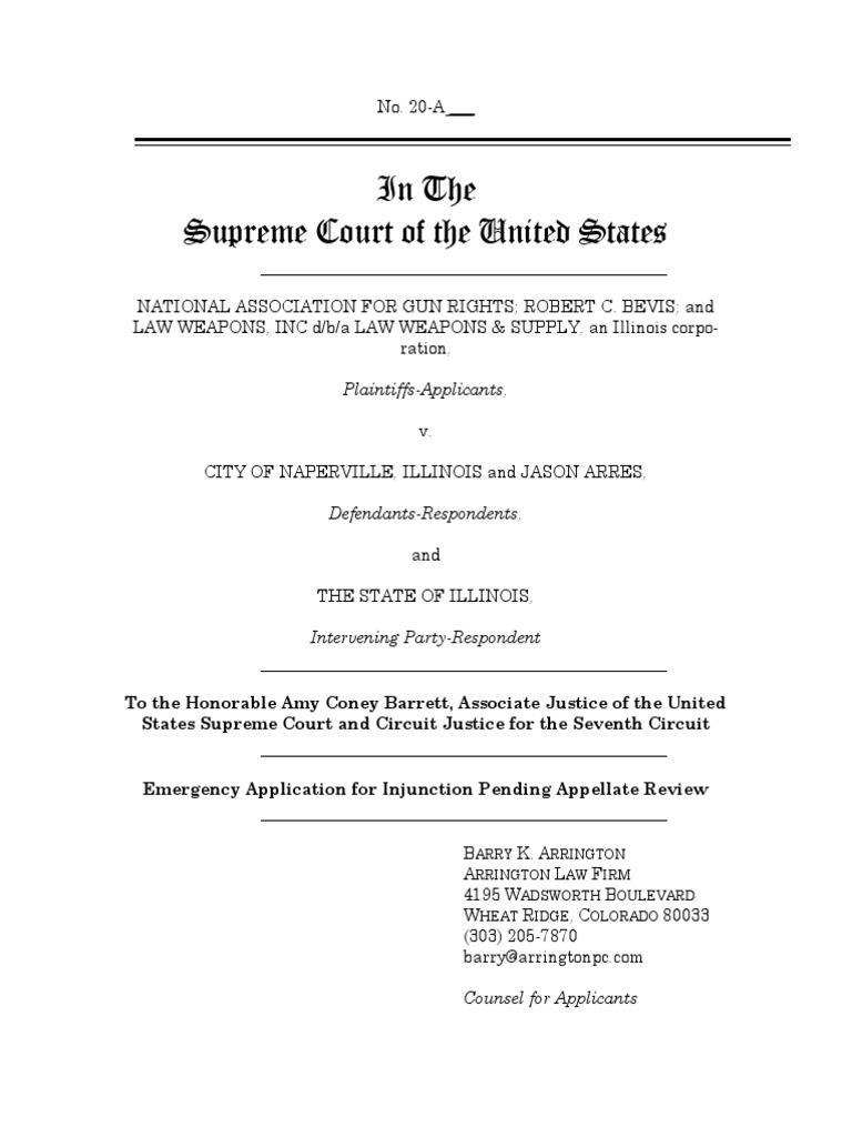 Supreme Court Gun Rights Injunction Appeal | PDF | Second Amendment To ...