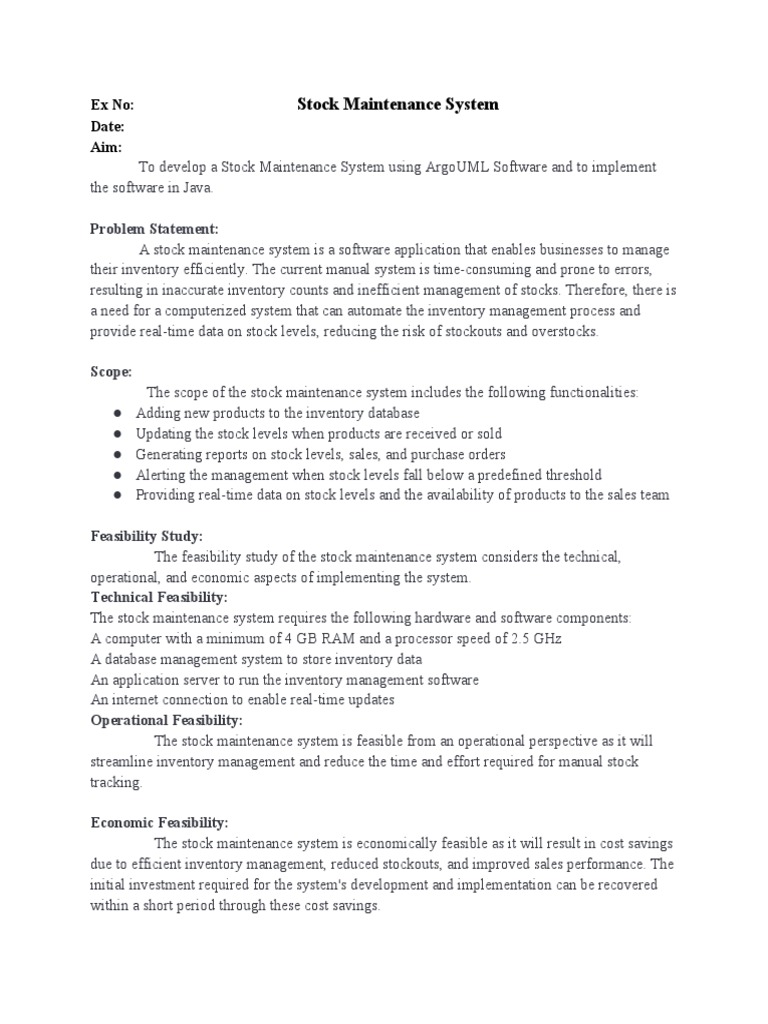 OOAD - Stock Maintenance Sytem | PDF | Use Case | Databases