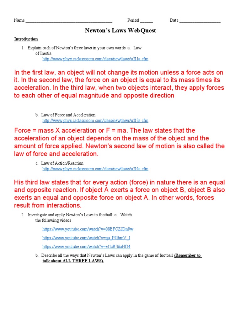Understanding Newton's Laws Through Sports: An Analysis of Football and ...