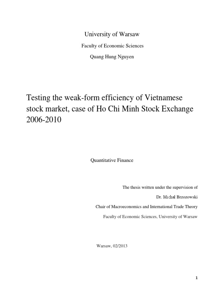 Testing The Weak Form Efficiency of Viet | PDF | Efficient Market ...