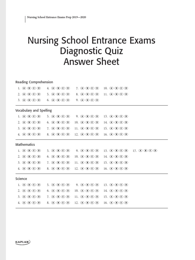 Nsee+answer+sheet+12 19pdf | PDF | Health Care