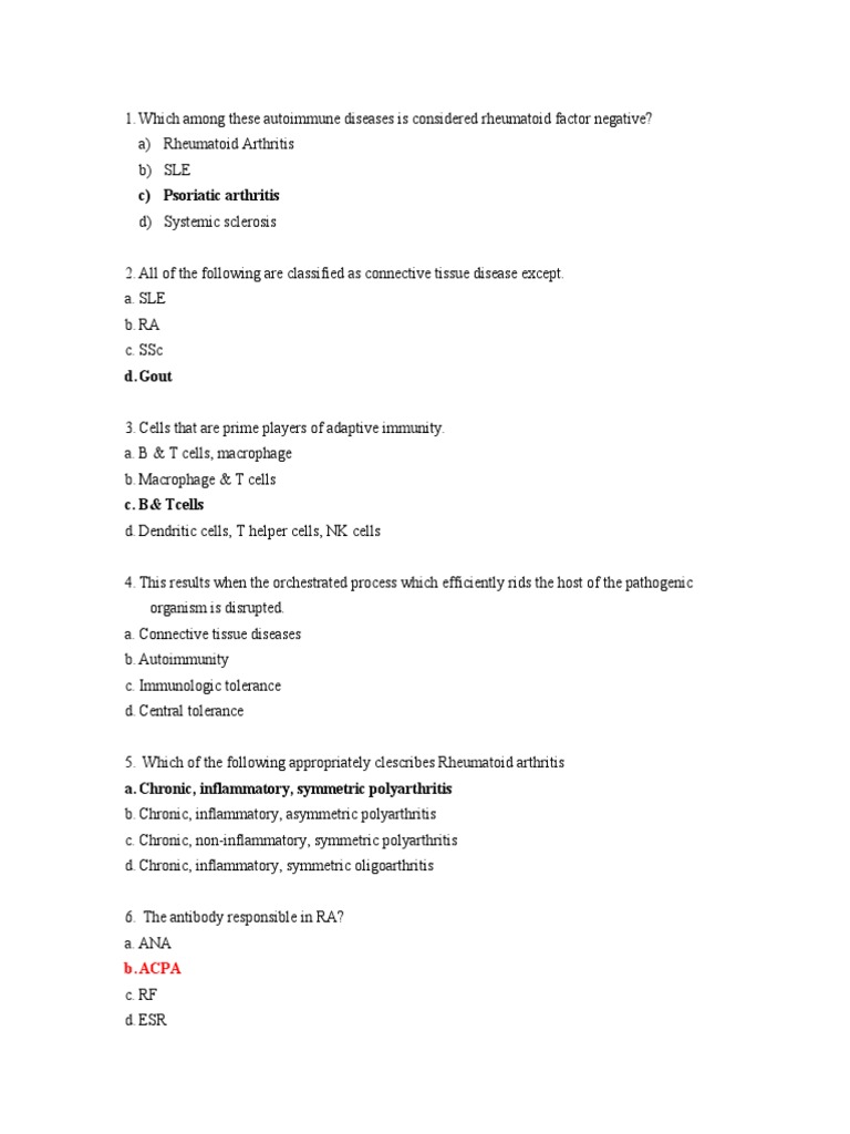 IM Sample Exam | PDF | Rheumatoid Arthritis | Immune System