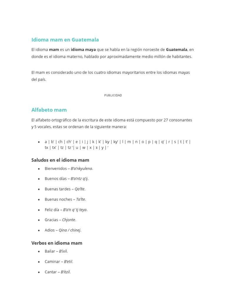 Idioma Mam en Guatemala | PDF