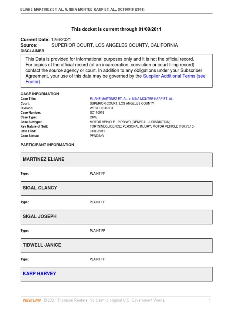 Eliane Martinez Et Al V Nina Montee-Karp Et Al | Download Free PDF ...