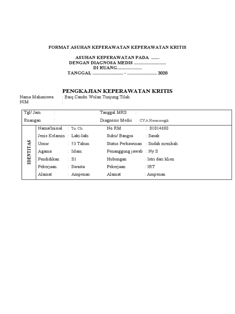 FORMAT ASKEP GADAR KRITIS Fix | PDF