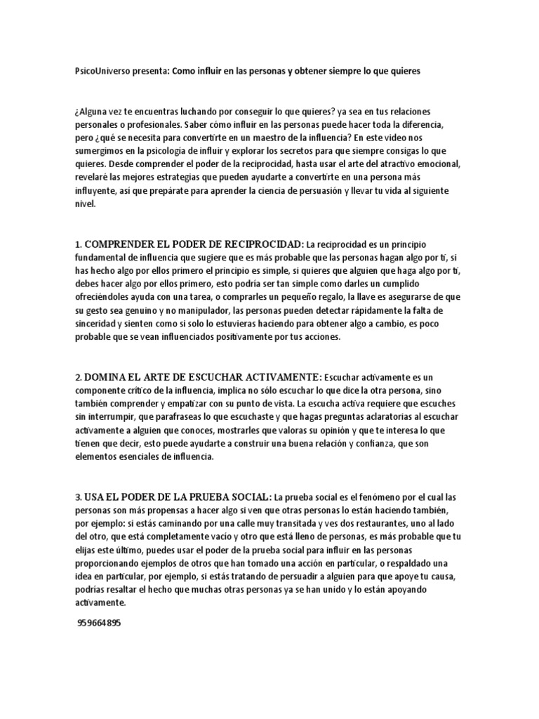Cómo influir en las personas eficazmente | PDF | Empatía | Las emociones
