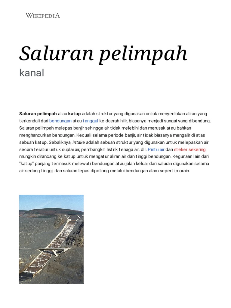 Saluran Pelimpah - Wikipedia Bahasa Indonesia, Ensiklopedia Bebas | PDF