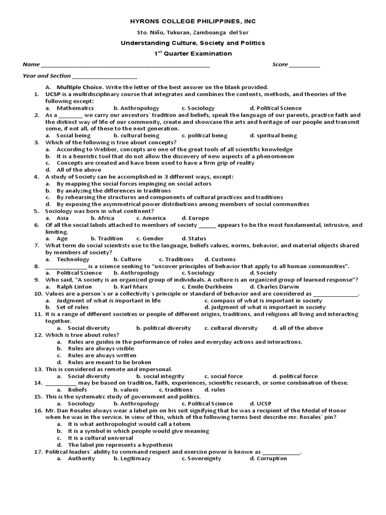 Ucsp G12 | PDF | Sociology | Anthropology