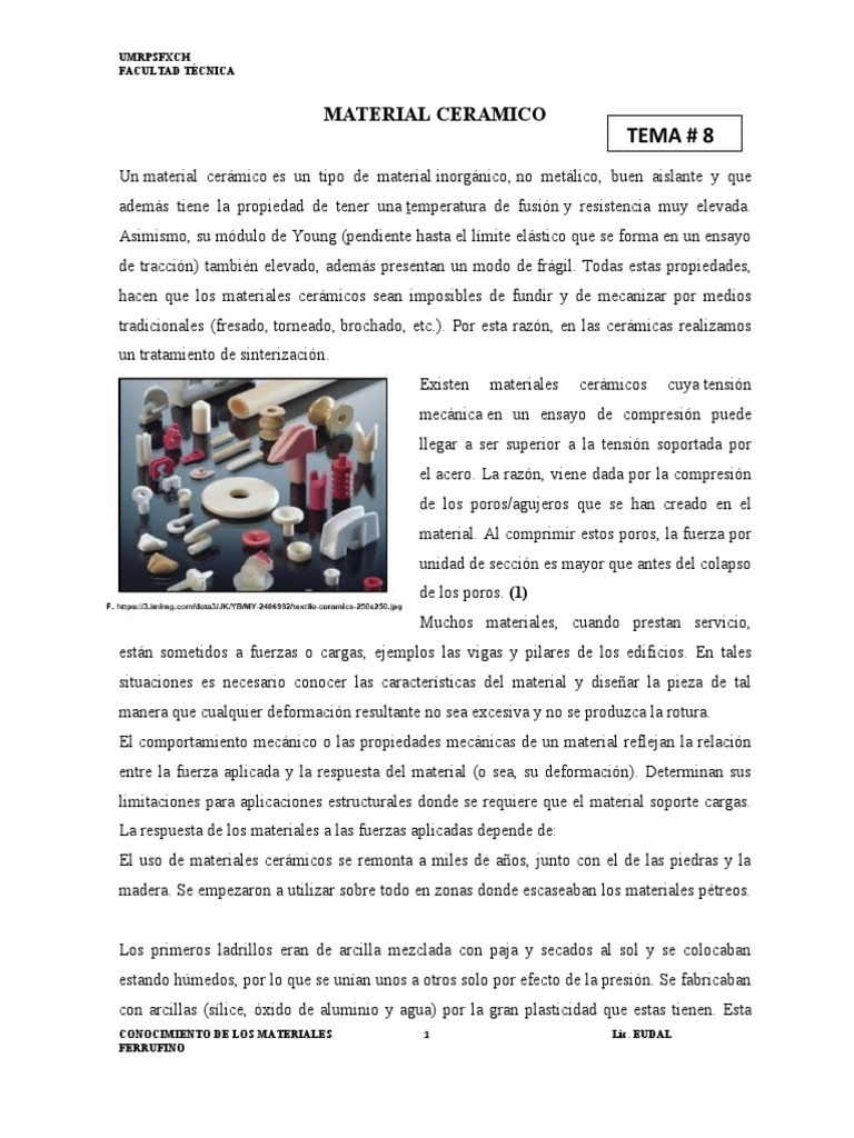 Tema # 8: Material Ceramico | PDF | Ingeniería Cerámica | Lentes