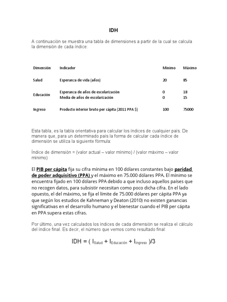Calculo Idh | PDF