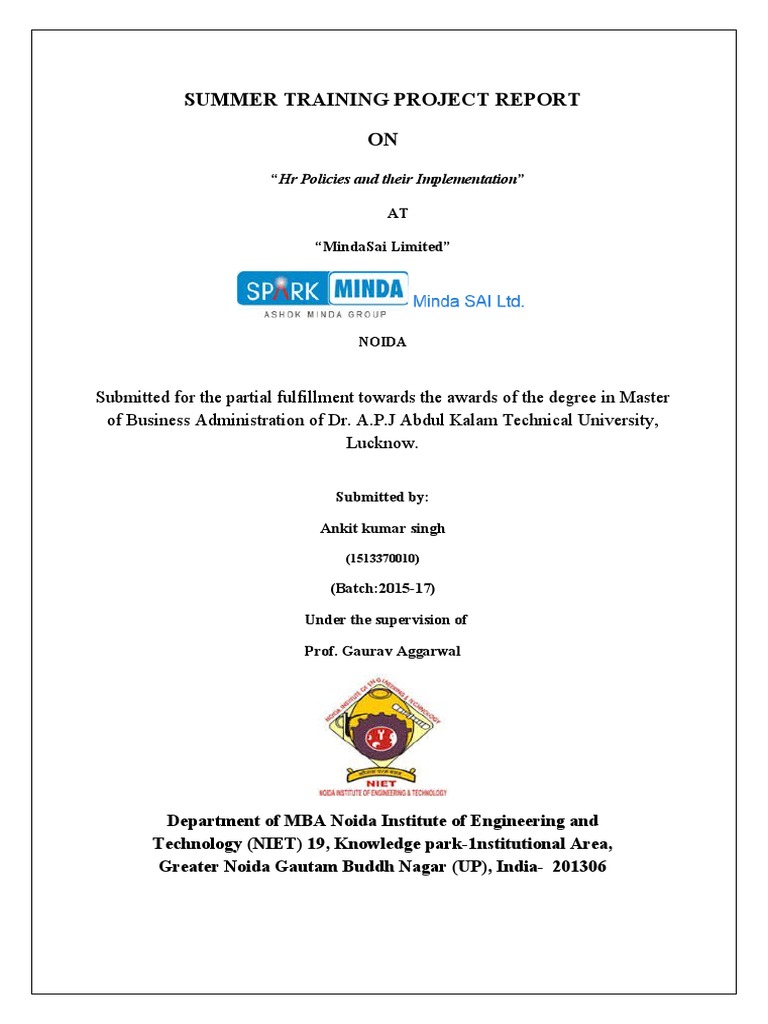 Summer Training Project Report ON | PDF