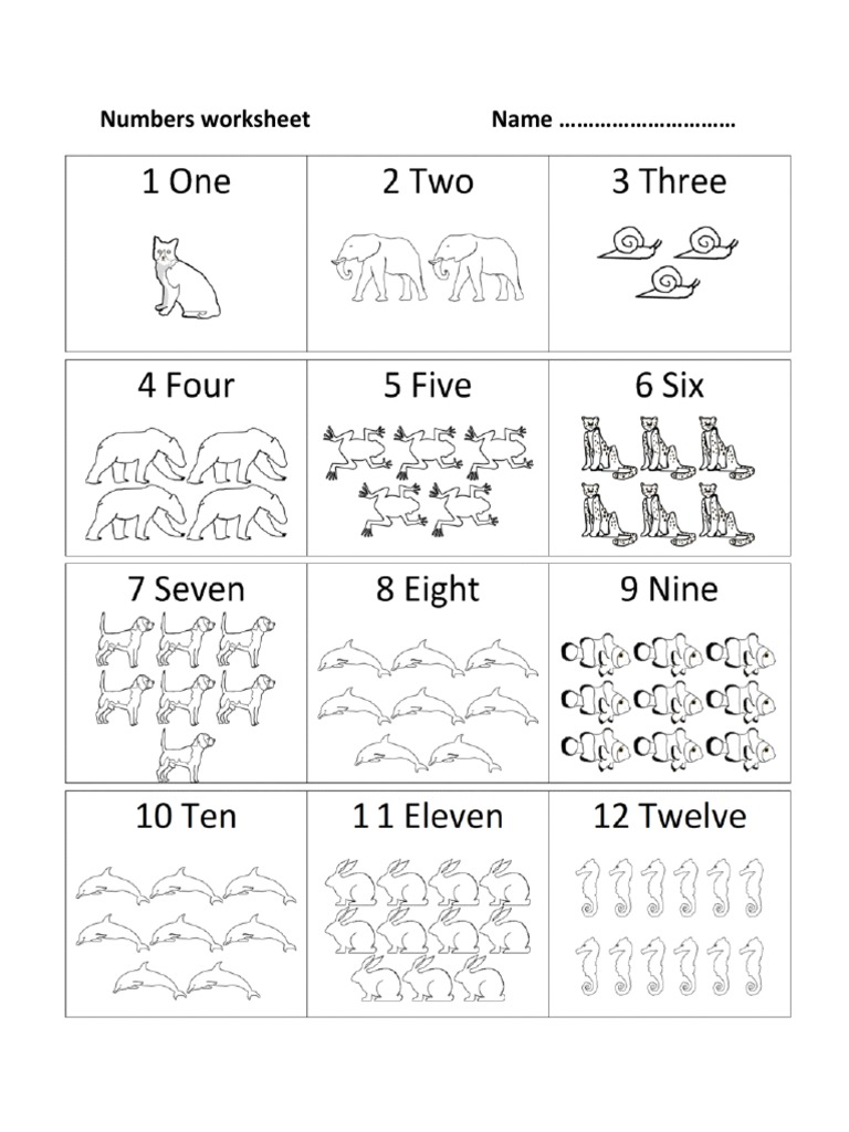 Numbers Worksheet | PDF