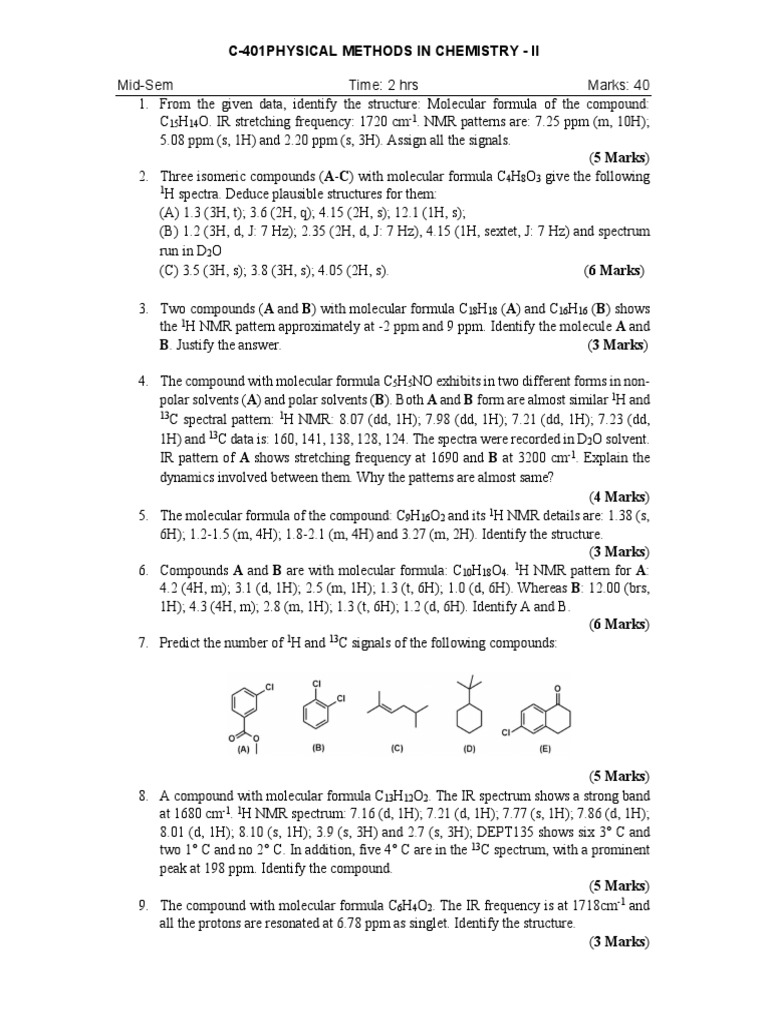Analysis of Organic Compounds Through NMR Spectroscopy and Other ...