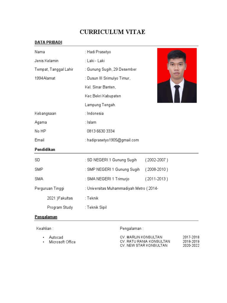 CV Hadi Prasetyo | PDF