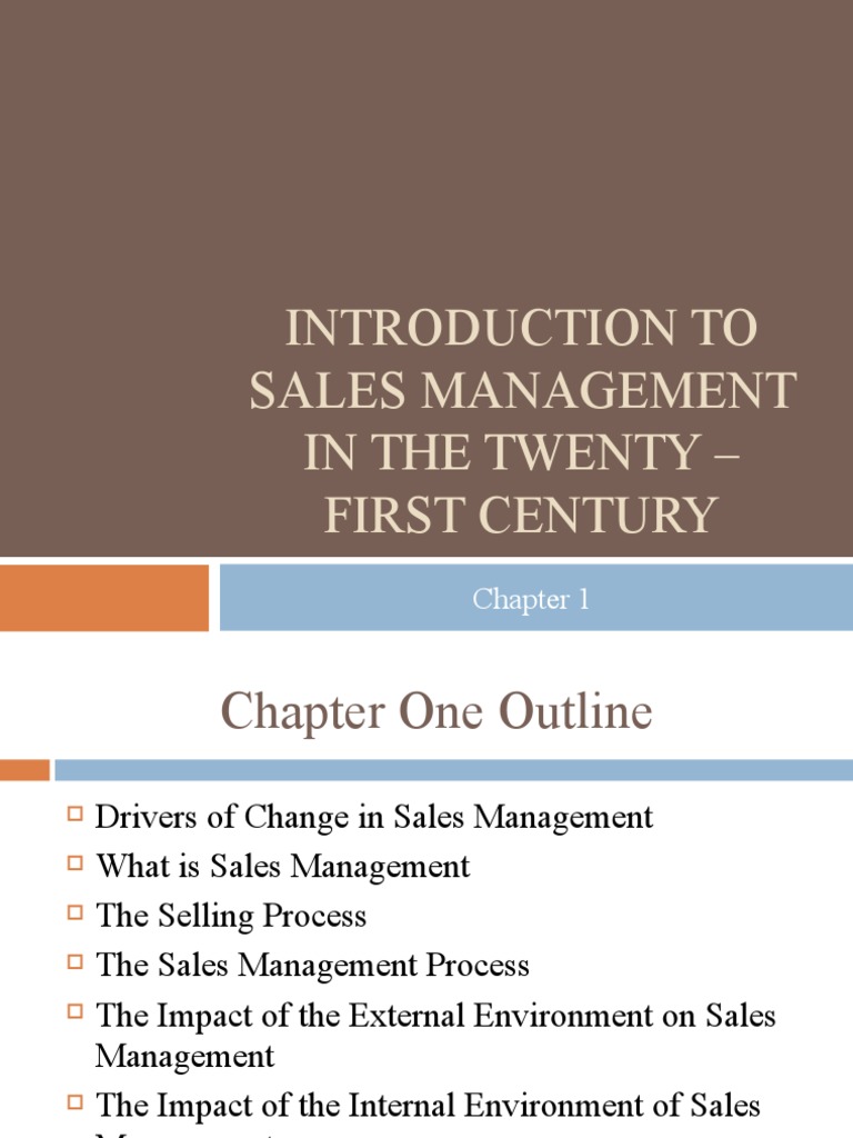 Introduction To Sales Management in The Twenty - (Chapter - 1) E1 | PDF ...