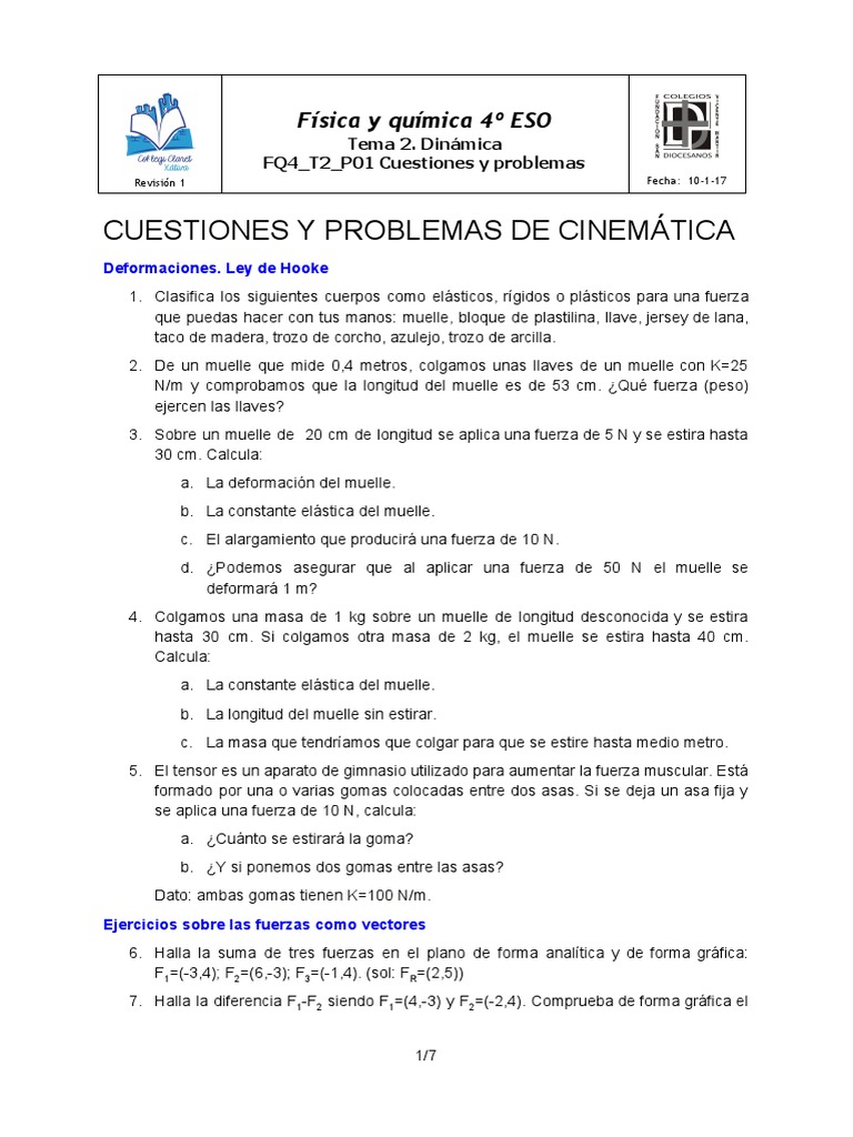 FQ4 - T2 - P01 Cuestiones y Problemas | PDF | Fuerza | Fricción
