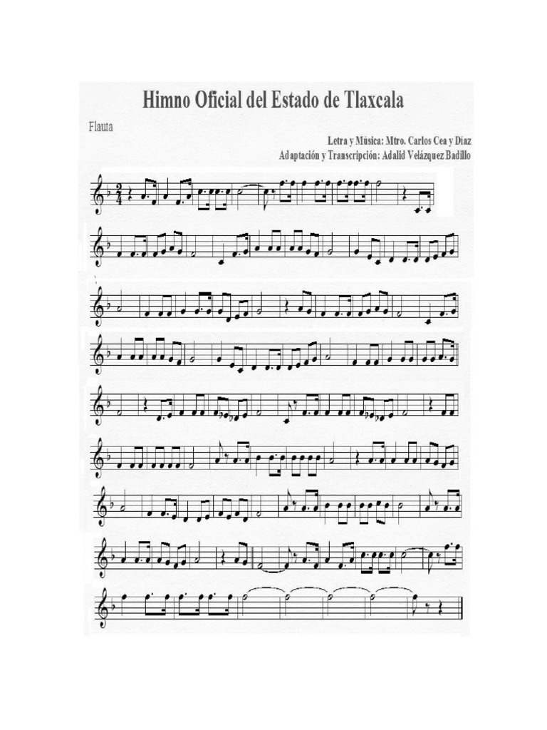Himno A Tlaxcala Flauta | PDF