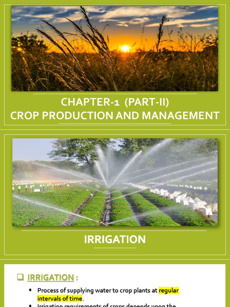 Chapter-1 (Part-Ii) Crop Production and Management | PDF | Irrigation | Weed
