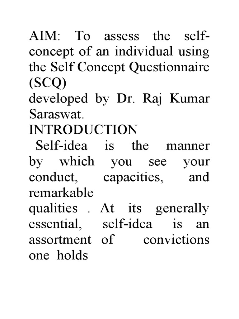 SELF CONCEPT Communication-Questionnaire | Download Free PDF | Self Concept | Psychology
