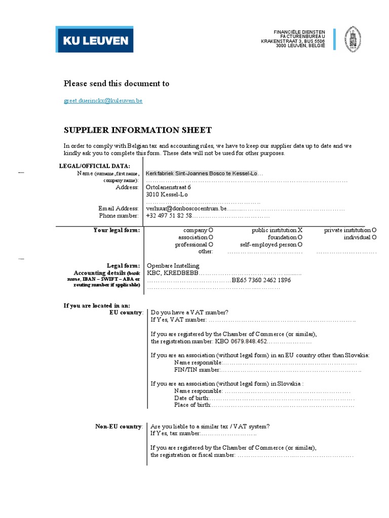 Supplier Information Sheet Eng | PDF | Government Finances | Economies