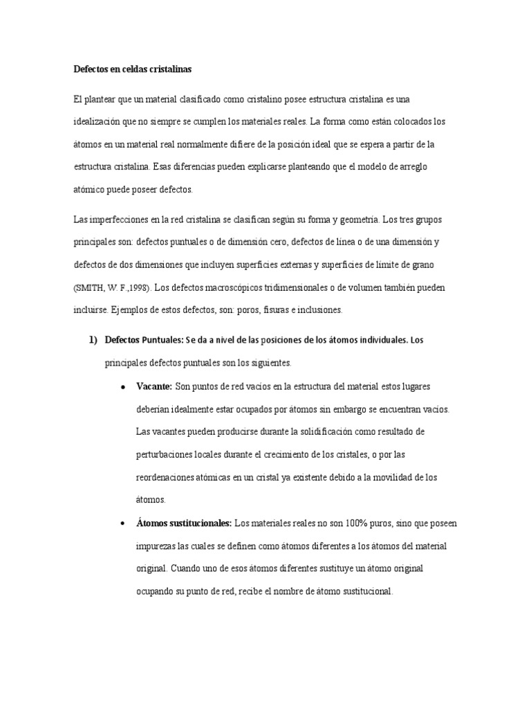 Defectos Cristalinos: Tipos y Efectos | PDF | Cristal | Dislocación