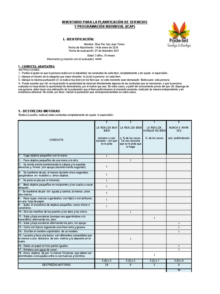 Plantilla Icap Test V4 | PDF | Comportamiento