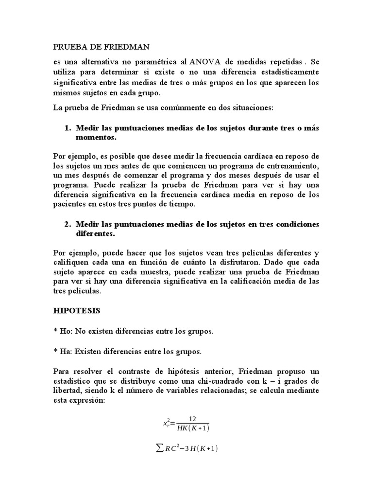 Prueba de Friendman | PDF