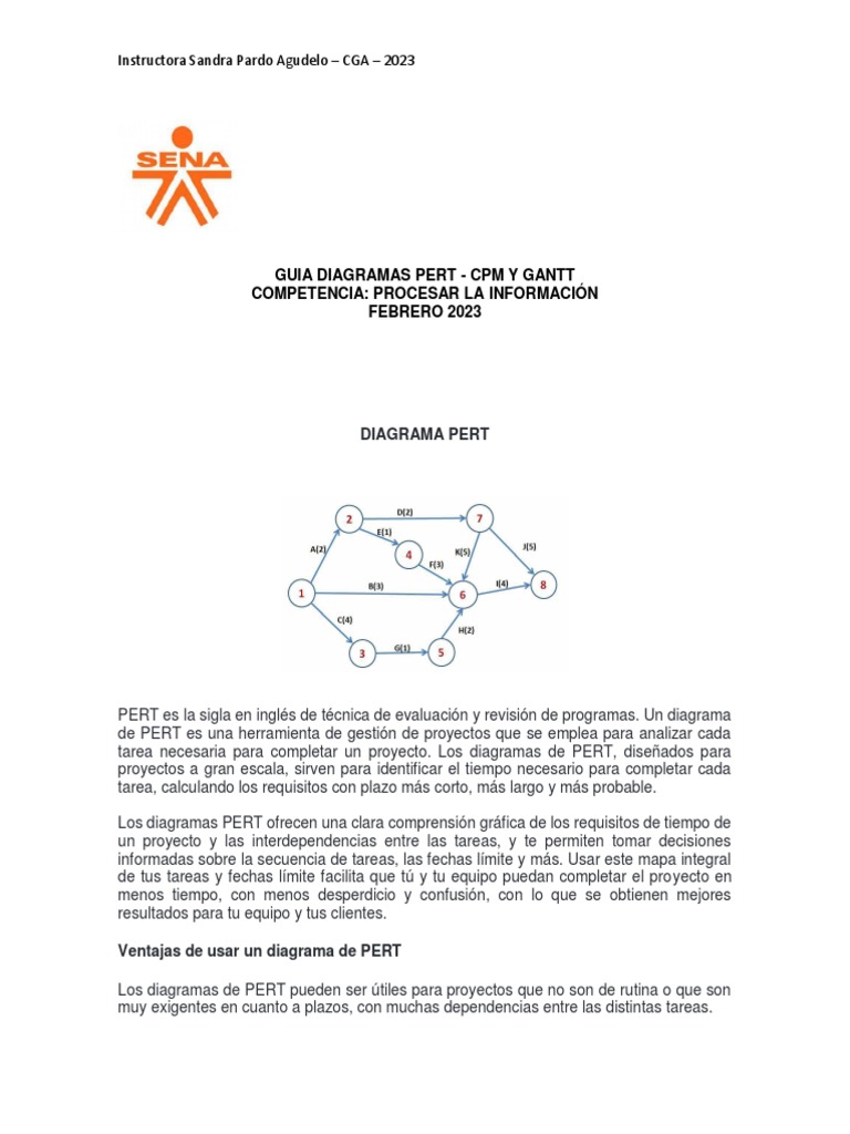 Guia Diagramas Pert - CPM y Gant | PDF | Business | Informática