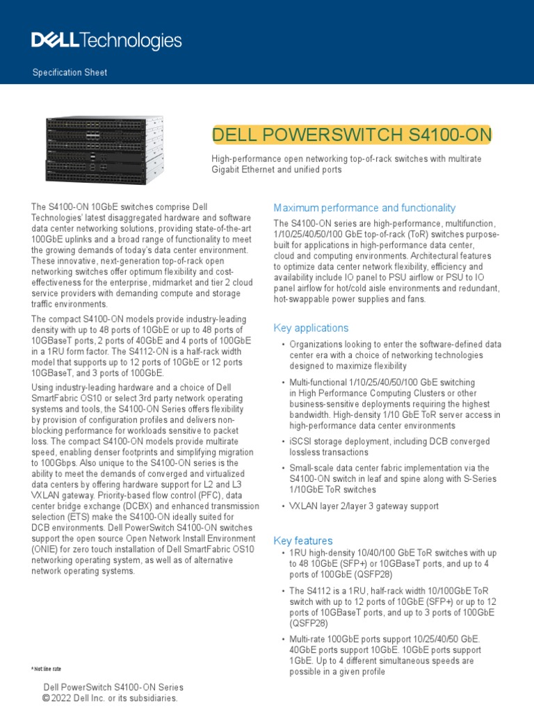 Dell Networking s4100 ARG1 | PDF | Computer Network | Network Switch