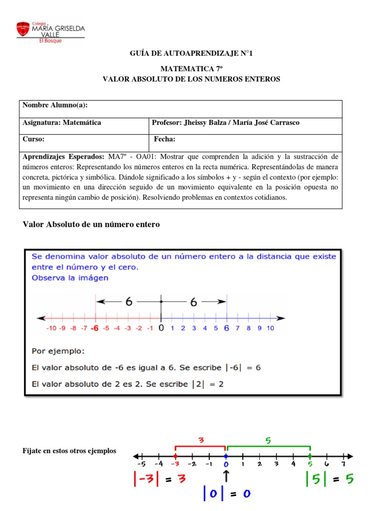 7°básico Guía Autoaprendizaje Matemática 1 | PDF
