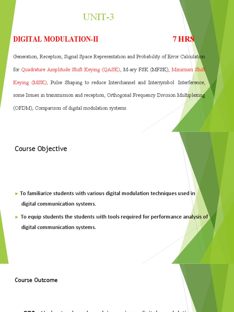 Digital Communication Unit 3 | PDF | Orthogonal Frequency Division Multiplexing | Modulation
