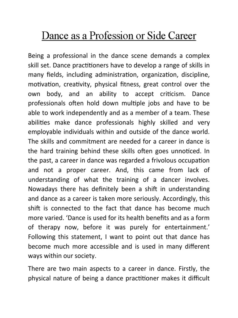 Dance As A Profession or Side Career | PDF