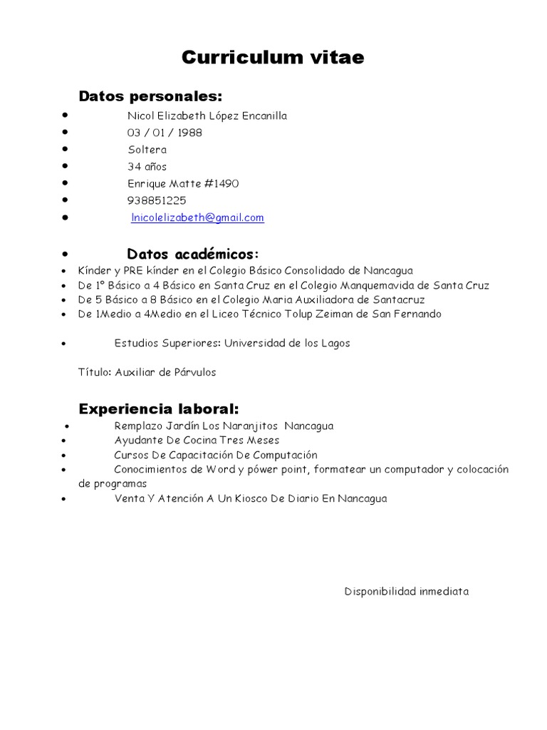 Curriculum-Vitae-Basico Nicol Lopez | PDF