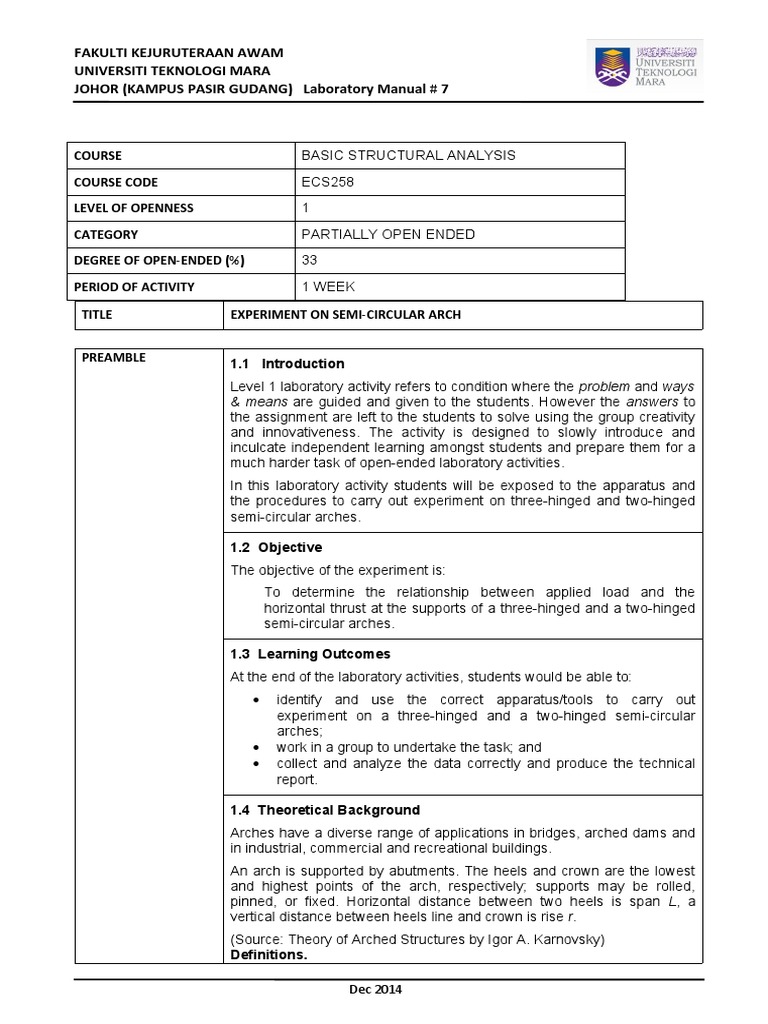 Lab Semi Circular Arch - Level 0 | Download Free PDF | Experiment | Science